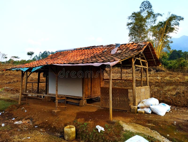 Empty Hut Under the Foot of Salak Mountain for Farmers Rest Stock Image ...