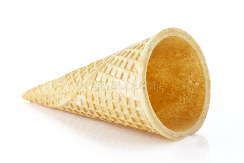 Empty Ice Cream Cone Isolated on White Background.Wafer Cornet Stock ...