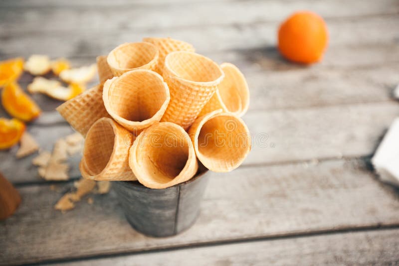 Empty Ice-Cream Cones stock image. Image of cone, sweet - 34863493