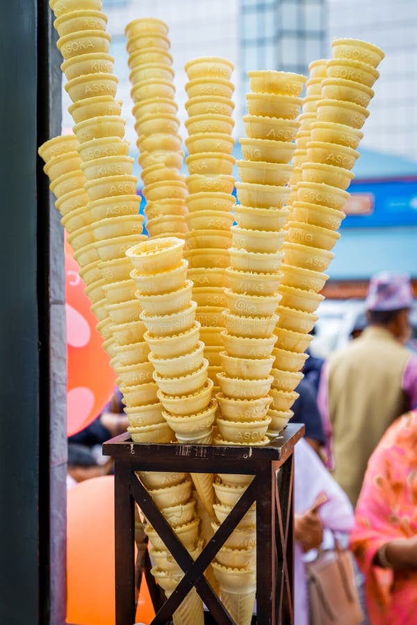 Empty Ice Cream Cones stock photo. Image of scoop, ingredient - 186729120