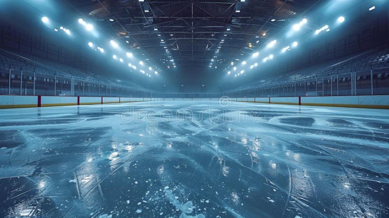 Empty Ice Rink with Bright Lighting Generative Ai Stock Illustration ...
