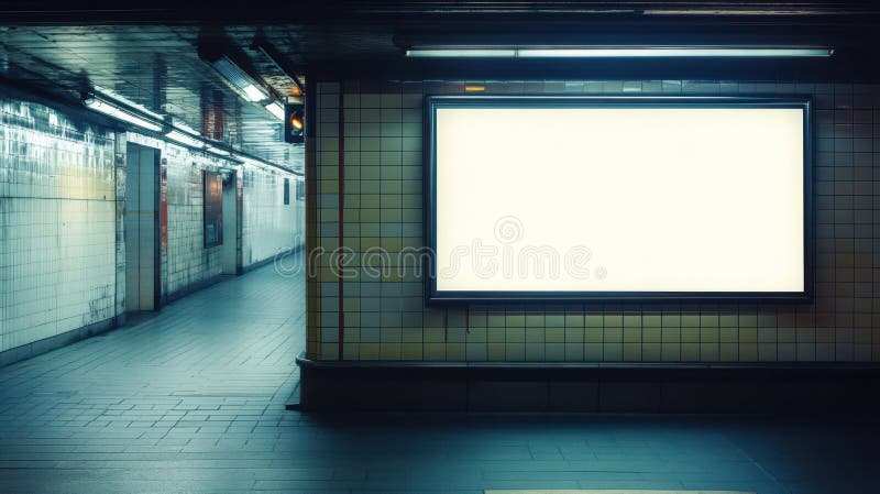 Billboard on Wall in Subway Station Stock Image - Image of background ...