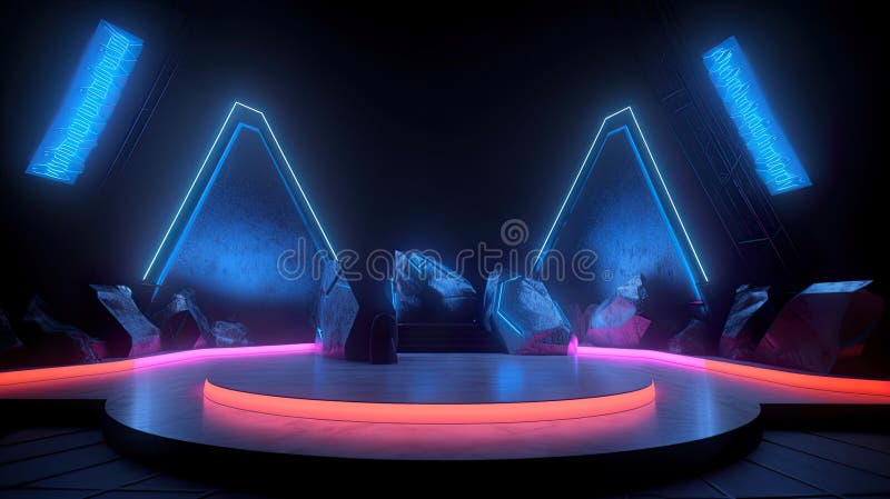 Empty Illuminated Concert Stage for Rock, Pop Concert, Copy-space, AI ...