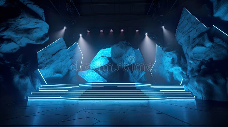 Empty Illuminated Concert Stage for Rock, Pop Concert, Copy-space, AI ...