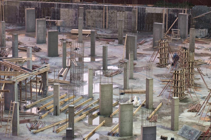 Empty Illuminated Construction Site Stock Image - Image of hard ...