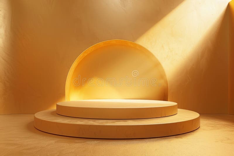Empty Illuminated Round Stage with Glowing Neon Lights Illuminating ...