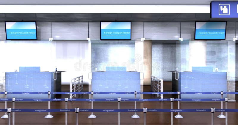 Empty Immigration Area of Airport, Airport Immigration Counter Stock ...
