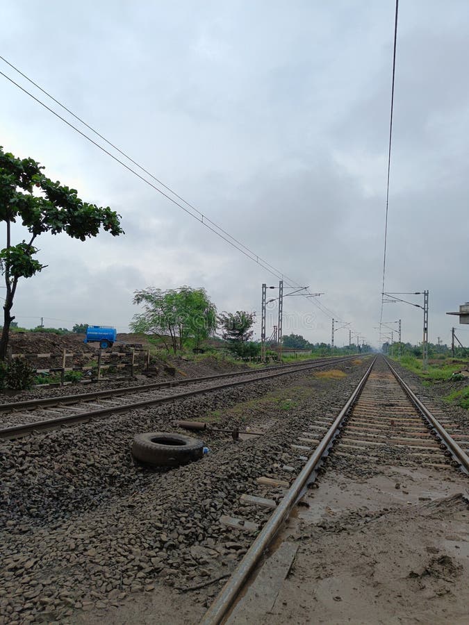 An Empty Indian Railway Track Stock Image - Image of wallpaper, train ...