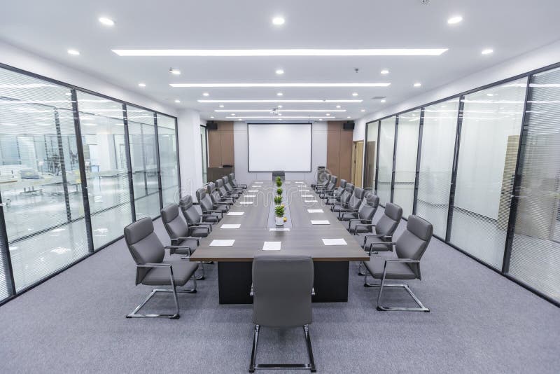 An Empty Indoor Conference Room Stock Image - Image of ceiling ...