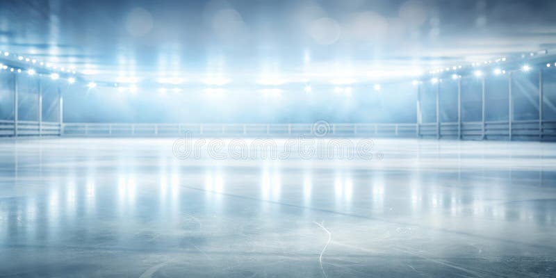 Empty Indoor Ice Rink with Bright Lighting and Smooth Surface ...