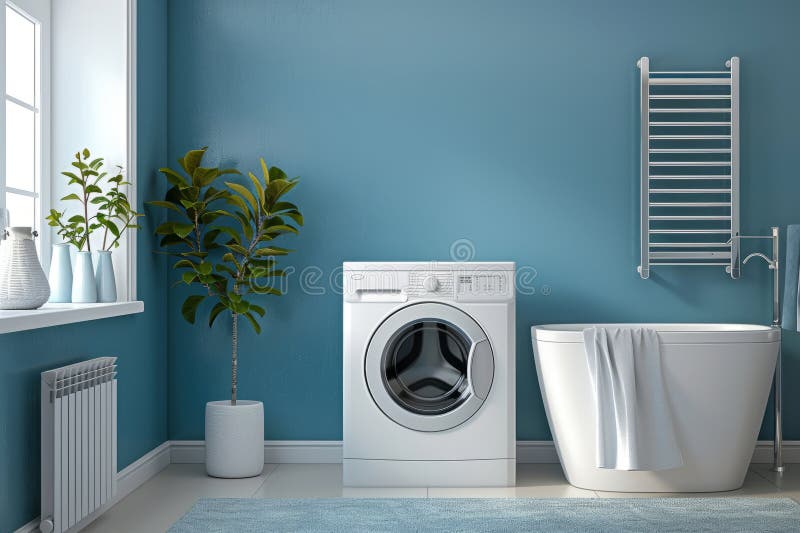 Empty Indoor Laundry Room with Washing Machine Stock Photo - Image of ...
