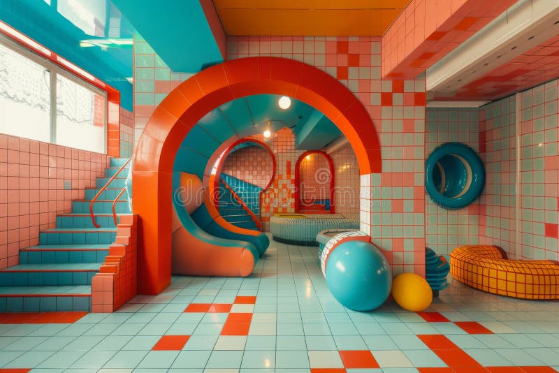 Empty Indoor Playground and Colourful Interior. Generative AI Stock ...