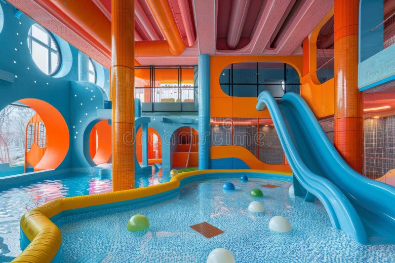 Empty Indoor Playground and Colourful Interior. Generative AI Stock ...