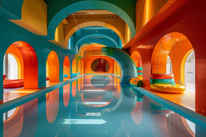 Empty Indoor Playground and Colourful Interior. Generative AI Stock ...