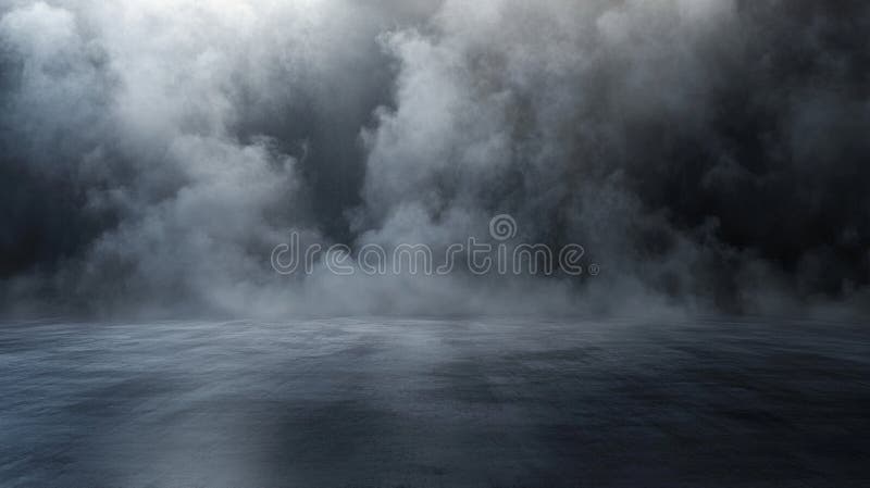 Empty Indoor Studio Background Featuring Black Smoke, White Fog, and ...