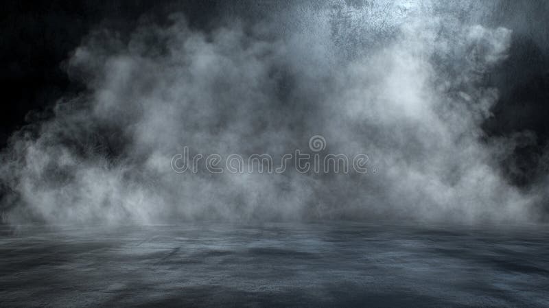 Empty Indoor Studio Background Featuring Black Smoke, White Fog, and ...