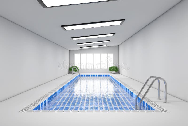 Empty Indoor Swimming Pool Interior. 3d Rendering Stock Illustration ...