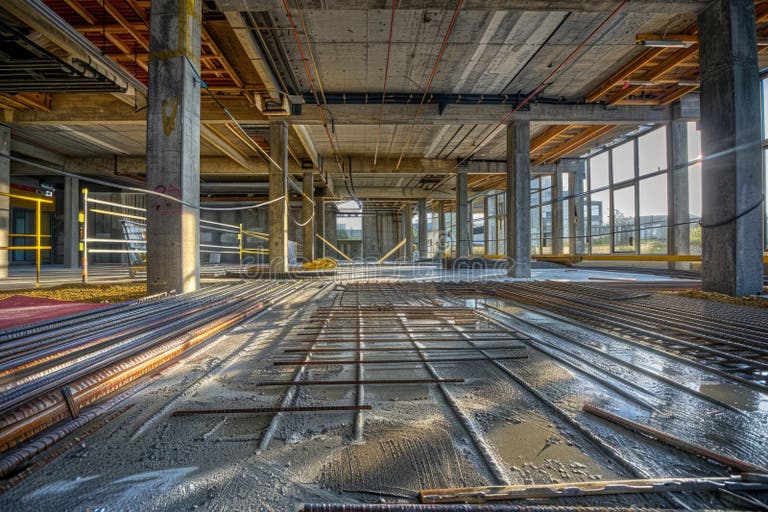 An Empty Industrial Building with a Complex Network of Pipes. Suitable ...