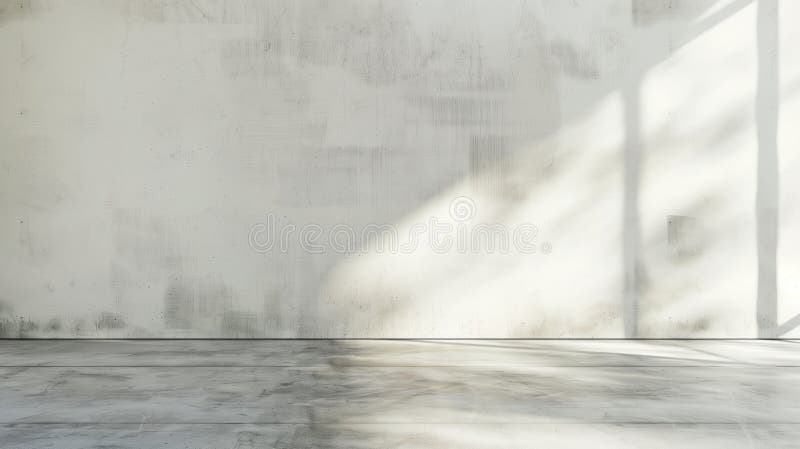 Empty Industrial Space with a Concrete Floor and Textured White Walls ...