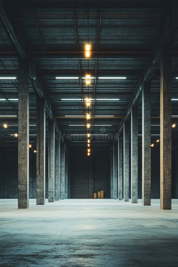 Empty Industrial Space with Concrete Floors and Walls Stock ...