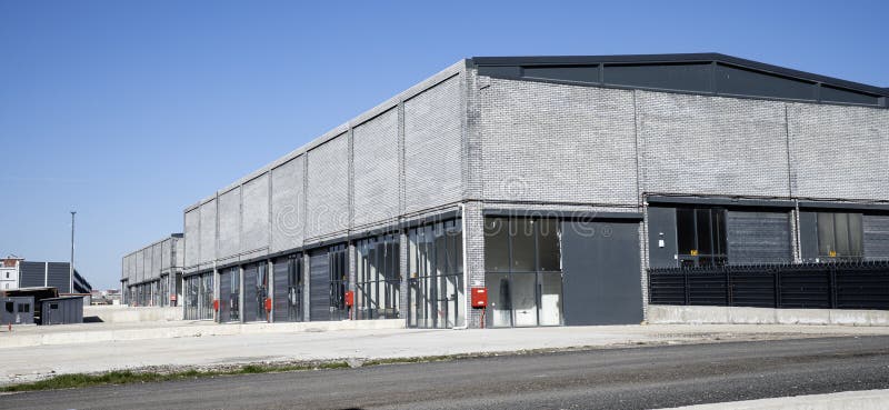 Empty Industrial Warehouse Building Stock Photo - Image of horizontal ...