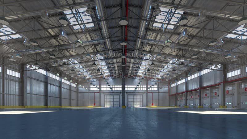 Empty Industrial Warehouse or Storage Slow Motion during a Day. Stock ...