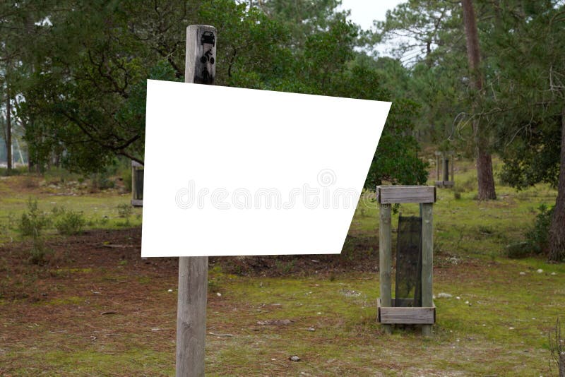 Empty Information Blank Sign Board in the Park Forest Stock Photo ...