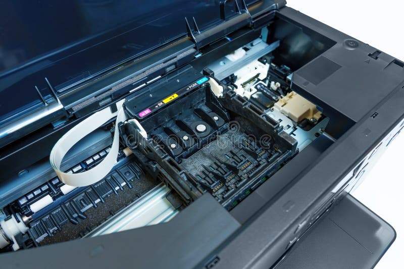 Empty Inkjet Printer Carriage Awaiting Cartridge Installation Stock ...