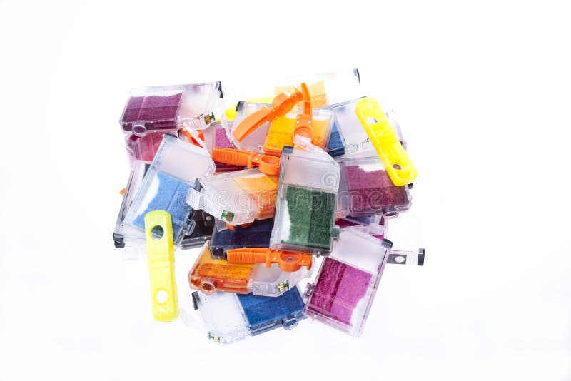 Colorful Empty Inkjet Printer Ink Cartridges Stock Photo - Image of ...