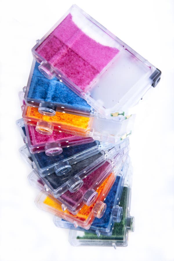 Colorful Empty Inkjet Printer Ink Cartridges Stock Photo - Image of ...