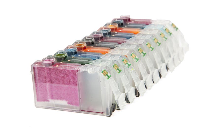 Colorful Empty Inkjet Printer Ink Cartridges Stock Photo - Image of ...