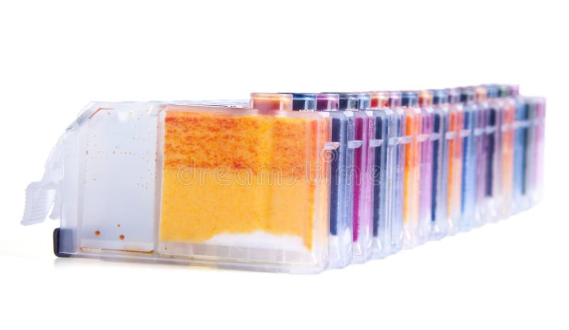 Colorful Empty Inkjet Printer Ink Cartridges Stock Photo - Image of ...