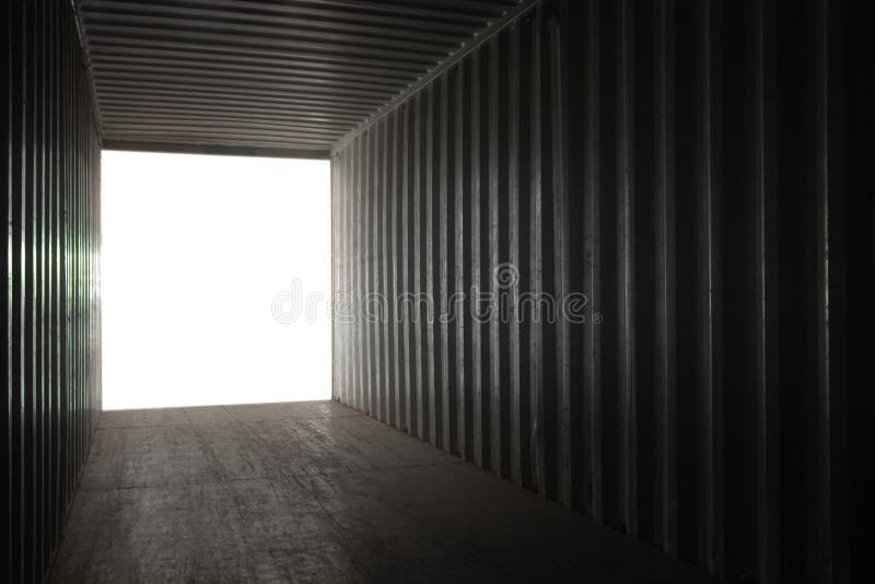 Empty Inside Blank Cargo Container Truck. Abstract Dark Space ...