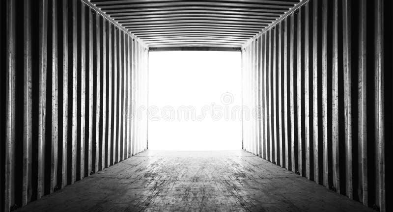 Empty Inside Blank Container Shipping. Square Room Space. Cargo ...