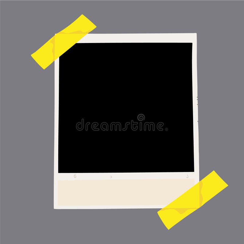 Empty Instant Photo Frame Fixed with Yellow Adhesive Tape Stock Vector ...