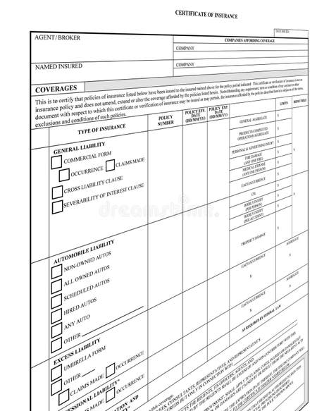 Empty Insurance Form Blank, Stock Image - Image of form, danger: 12734939