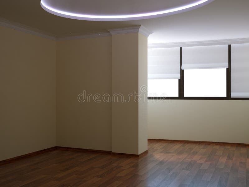 Modern Empty Room, 3D Render Interior Design, Mock Up Illustration ...