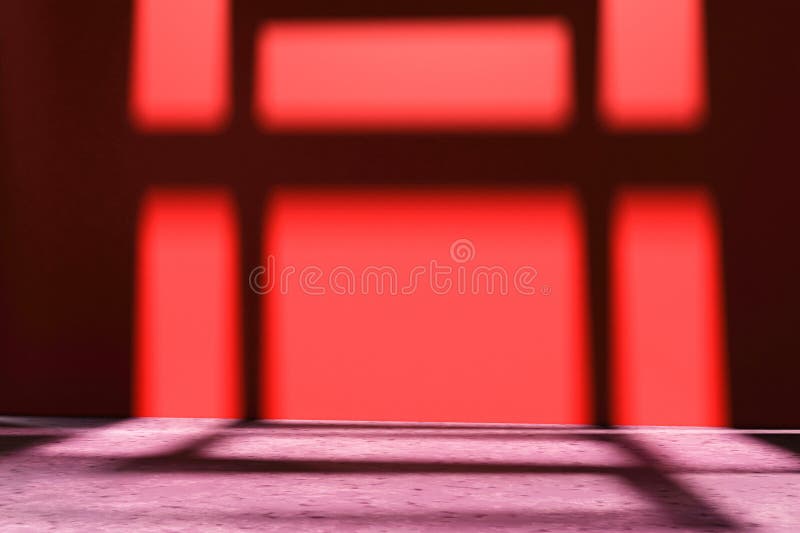 Empty Interior Background of Classic Red Hues and Purple Concrete ...