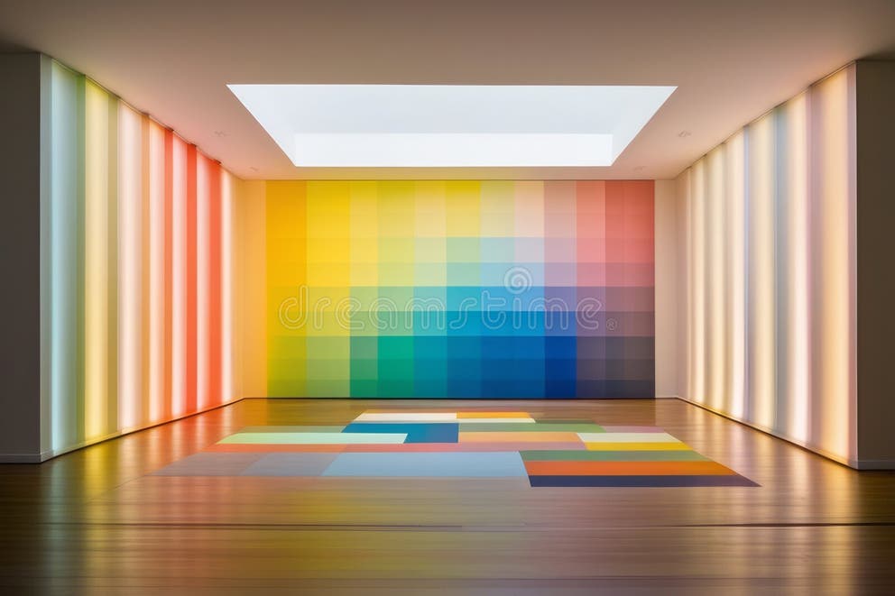 Empty Interior with Colored Smooth Lines Empty Interior with Colored ...