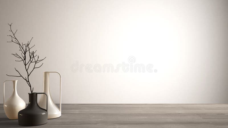 Empty Interior Design Concept, Wooden Table or Shelf with Modern ...