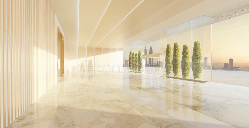 Empty Interior Hall with Modern and Retro Design Stock Illustration ...