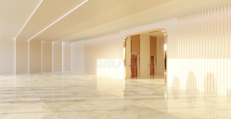 Empty Interior Hall with Modern and Retro Design Stock Illustration ...