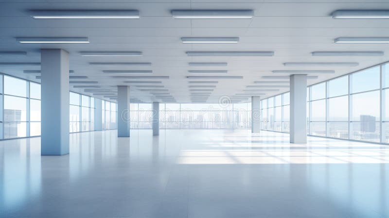 Empty Interior of Modern Office Building at Downtown, Big Business Hall ...