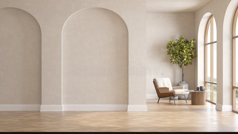 Empty Interior Room 3d Illustration Stock Illustration - Illustration ...