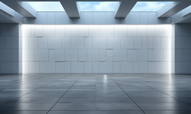 Empty Interior Room Space, Big Windows, Concrete Floor with a Large ...