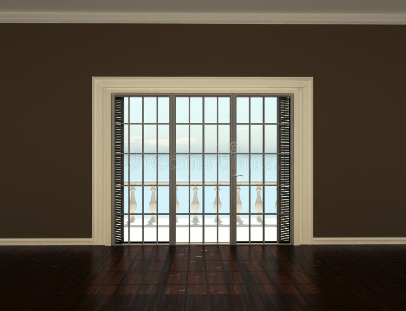 Empty Interior Room with Windows To the Terrace Stock Illustration ...