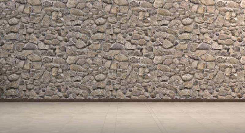 Empty Interior Stone Wall and Marble Floor, 3d Rendering Stock Image ...