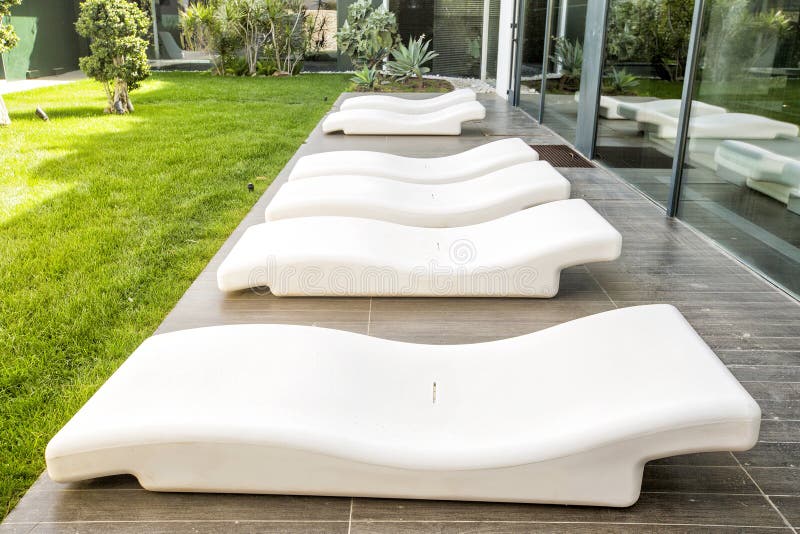 Empty Interior Swimming Pool with Relaxation Area. Stock Image - Image ...