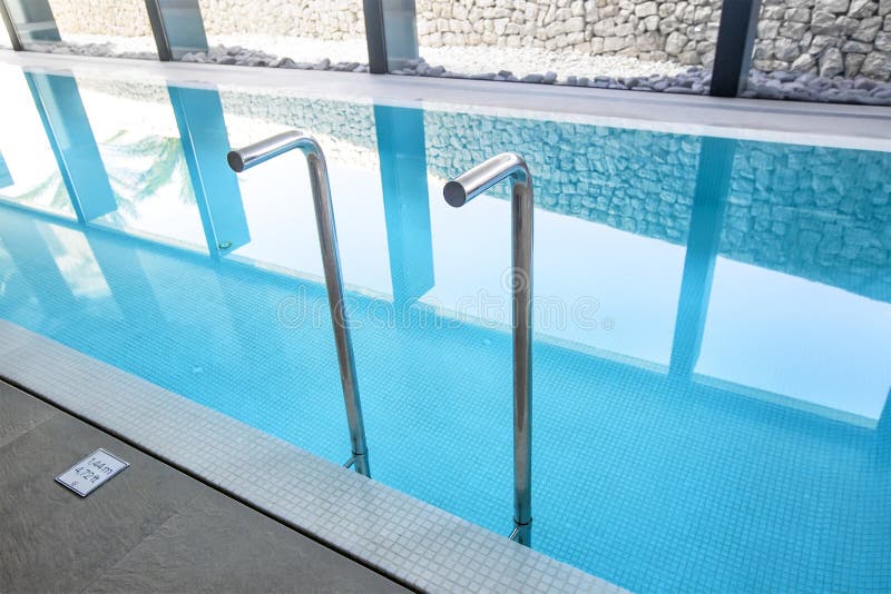 Empty Interior Swimming Pool with Relaxation Area. Stock Photo - Image ...