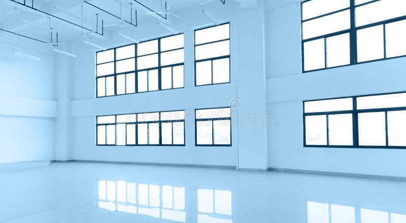 Interior White Room with Large Glass Windows Stock Image - Image of ...